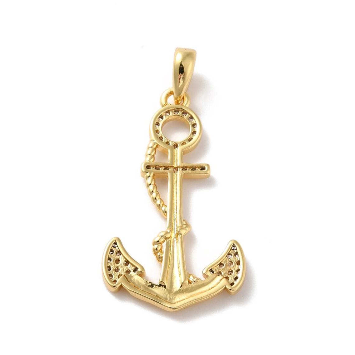 Anchor Cubic Zirconia Pendant - 18K Gold Plated, Cadmium/lead-free ...