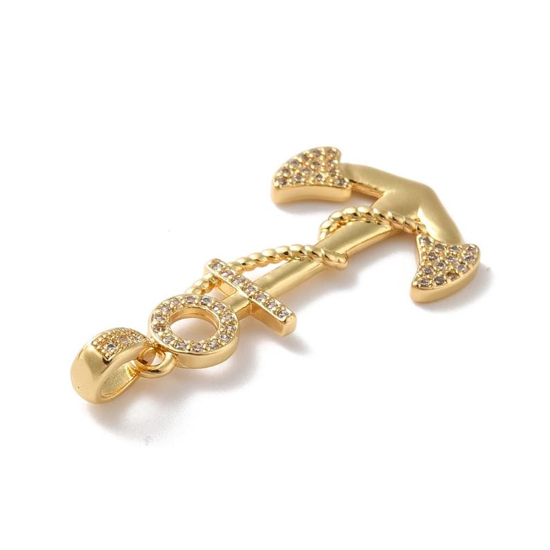 Anchor Cubic Zirconia Pendant - 18K Gold Plated, Cadmium/lead-free ...