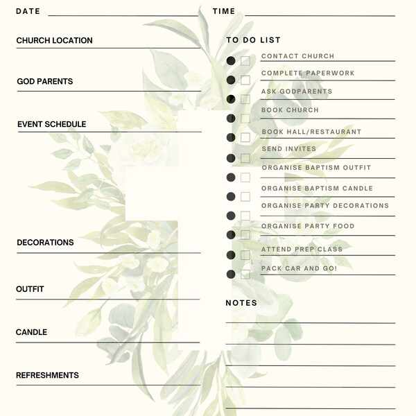 Baptism Checklist - Etsy