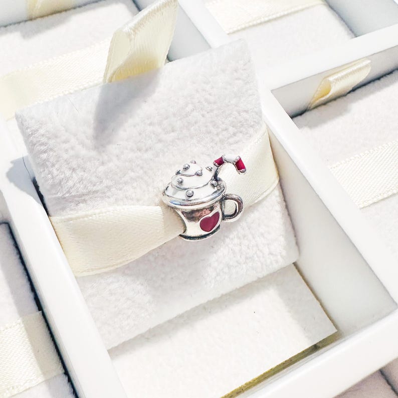 925 Sterling Silver Warm Cocoa and Candy Cane Charm Bead Fits Pandora ...