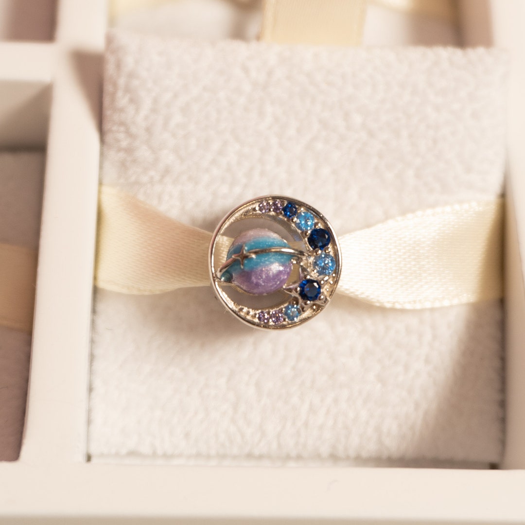 925 Sterling Silver Moon Planet Round Charm Bead Fits Pandora - Etsy