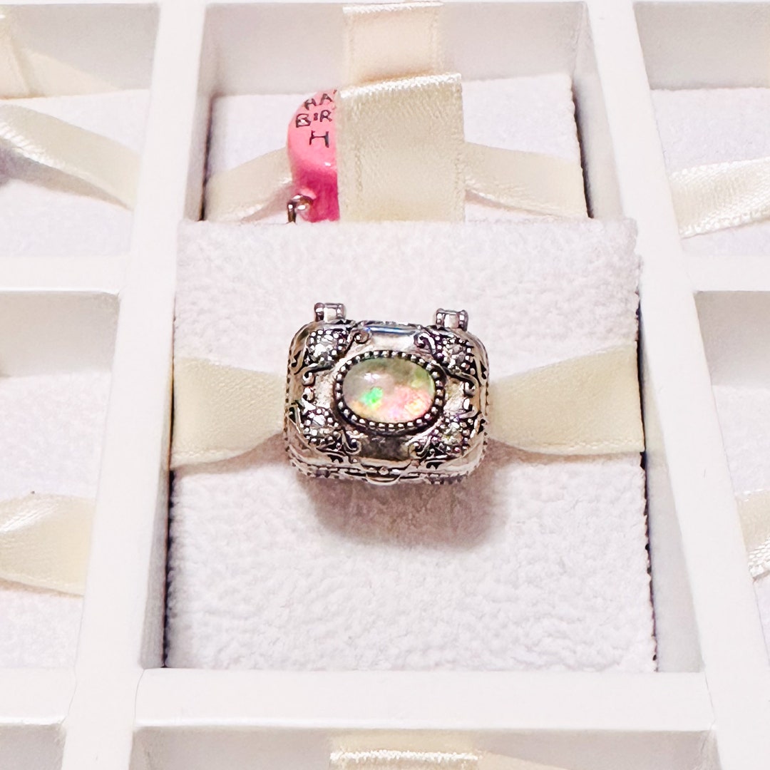 925 Sterling Silver Box With Opal Charm Bead Fits Pandora Bracelet - Etsy
