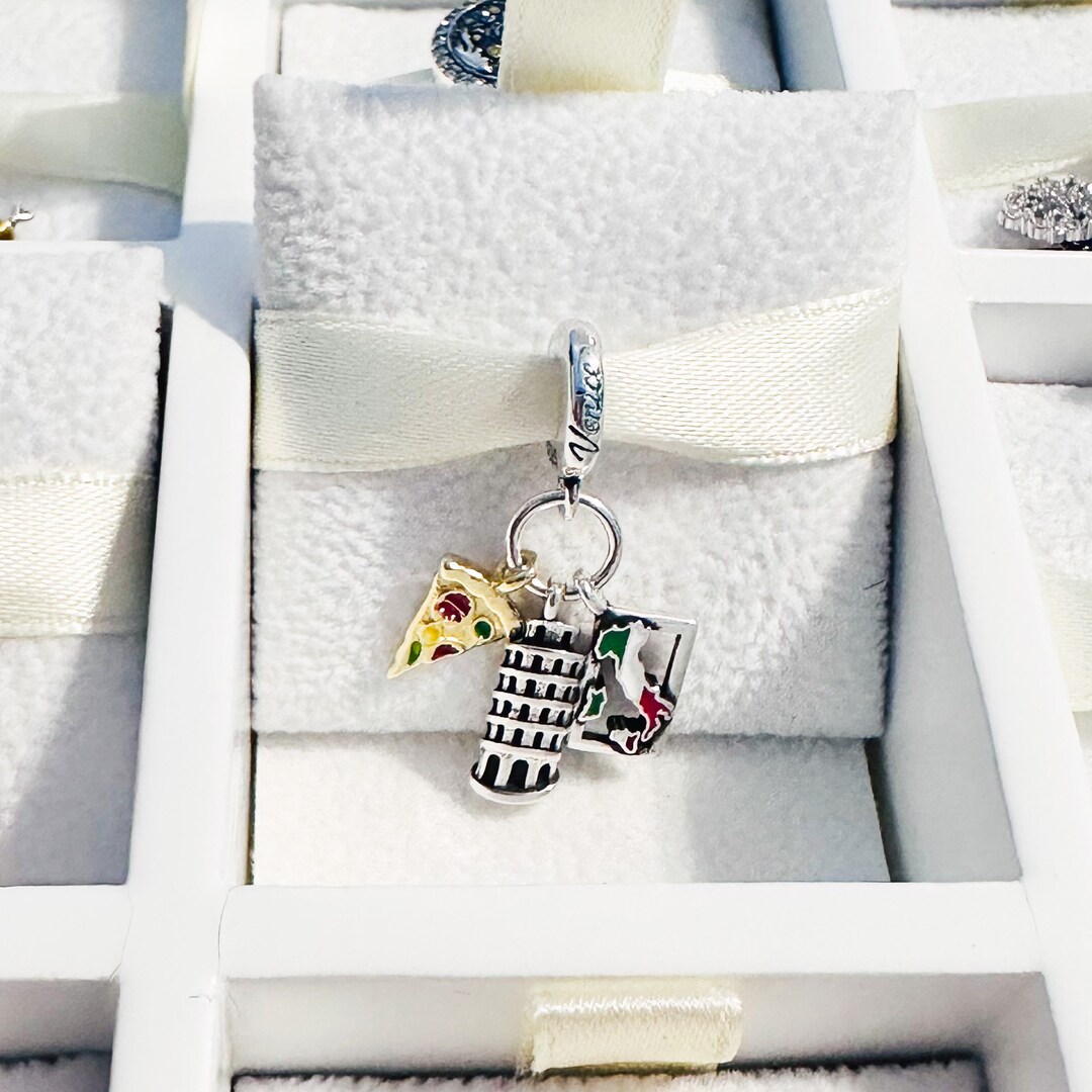 925 Sterling Silver Italy Pizza an Pisa Tower Charm Bead Fits - Etsy