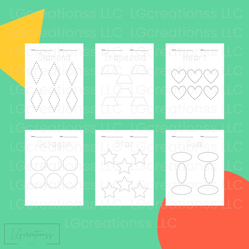 12 Traceable Shapes Worksheets - Etsy