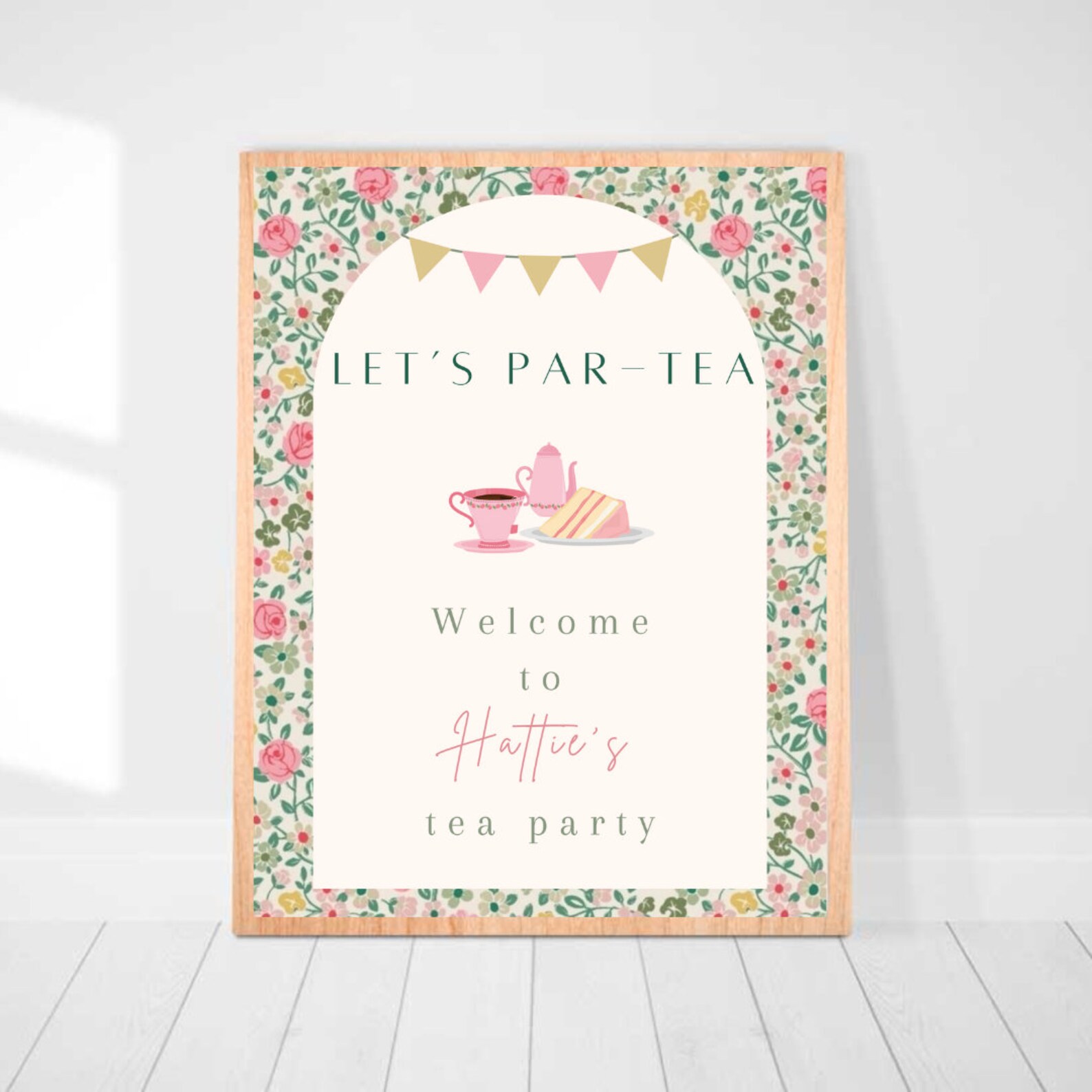 Let’s Par-tea Tea Party Girl Birthday Party Welcome Poster - Tea Party ...