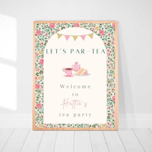 Let’s Par-tea Tea Party Girl Birthday Party Welcome Poster - Tea Party ...