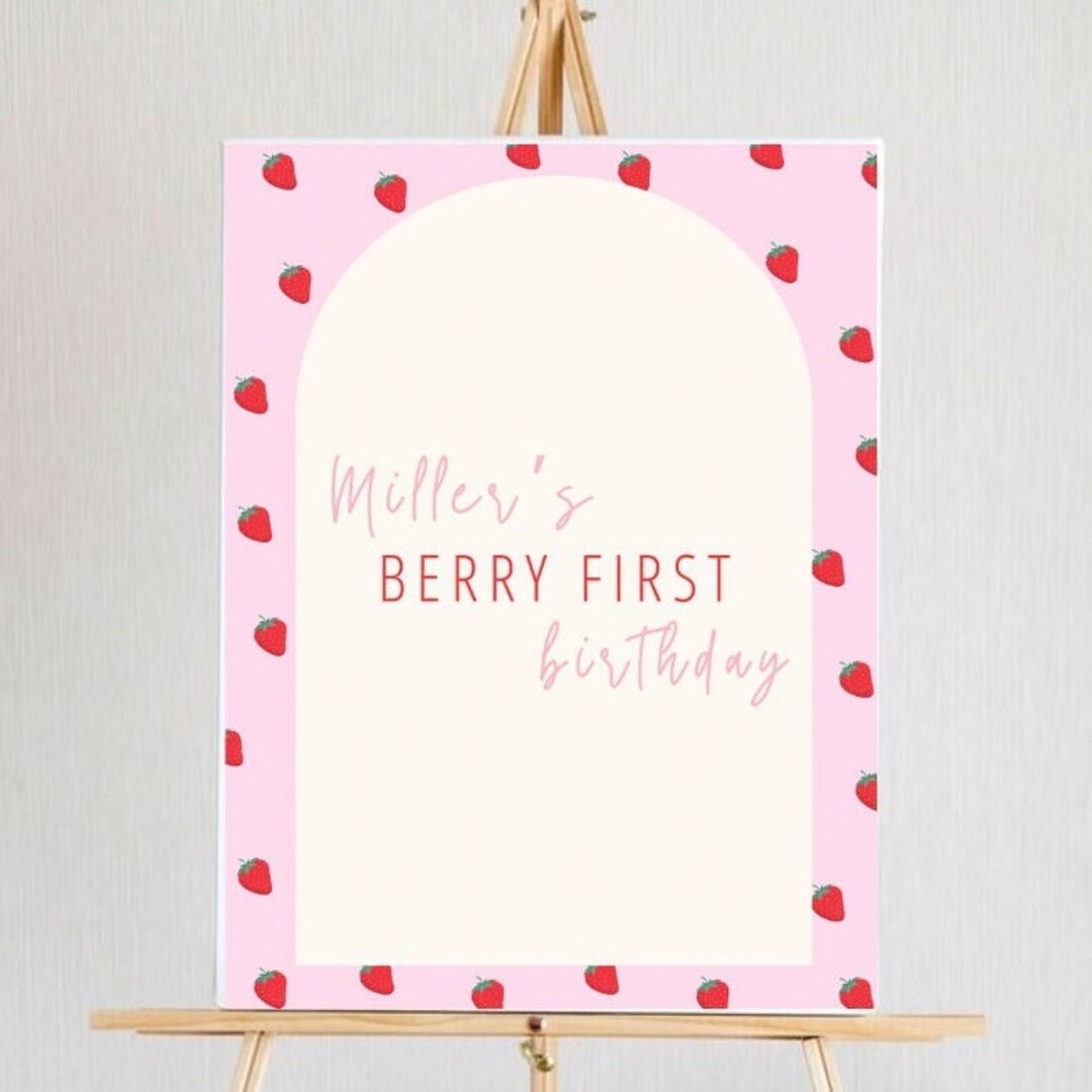 Berry First Birthday Decor Sign Poster - Berry Birthday - Girl Spring ...