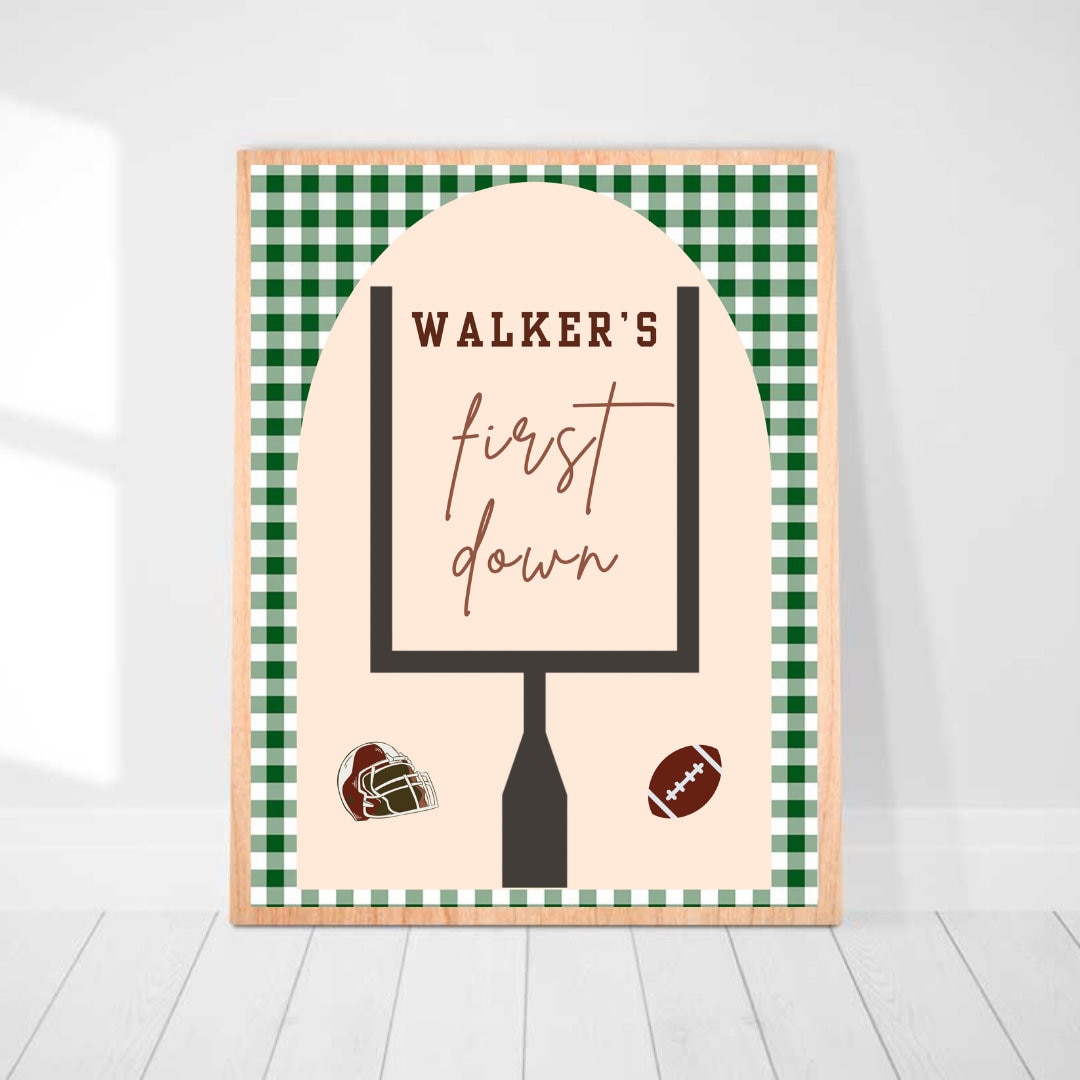 First Down Birthday Poster Boys First Birthday Decor Football Birthday ...