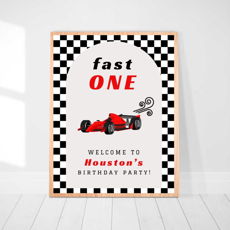Fast One First Birthday Boy Racing Birthday Decor Race Car Theme ...