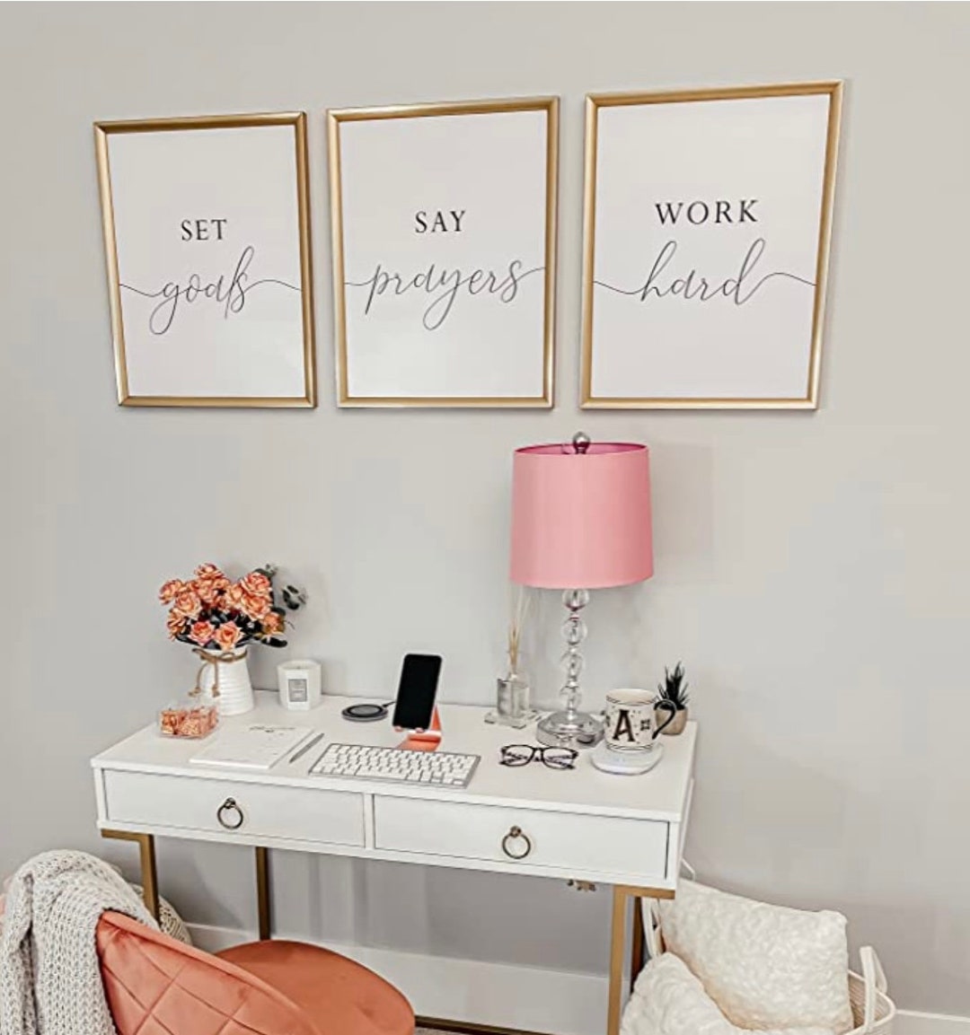Office Decor Printable Wall Art Set Goals Prints Motivational Wall Art ...