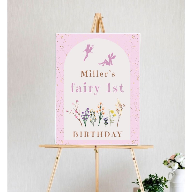 Fairy First Birthday Girl First Birthday Poster Fairy Birthday Theme ...