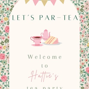 Let’s Par-tea Tea Party Girl Birthday Party Welcome Poster - Tea Party ...