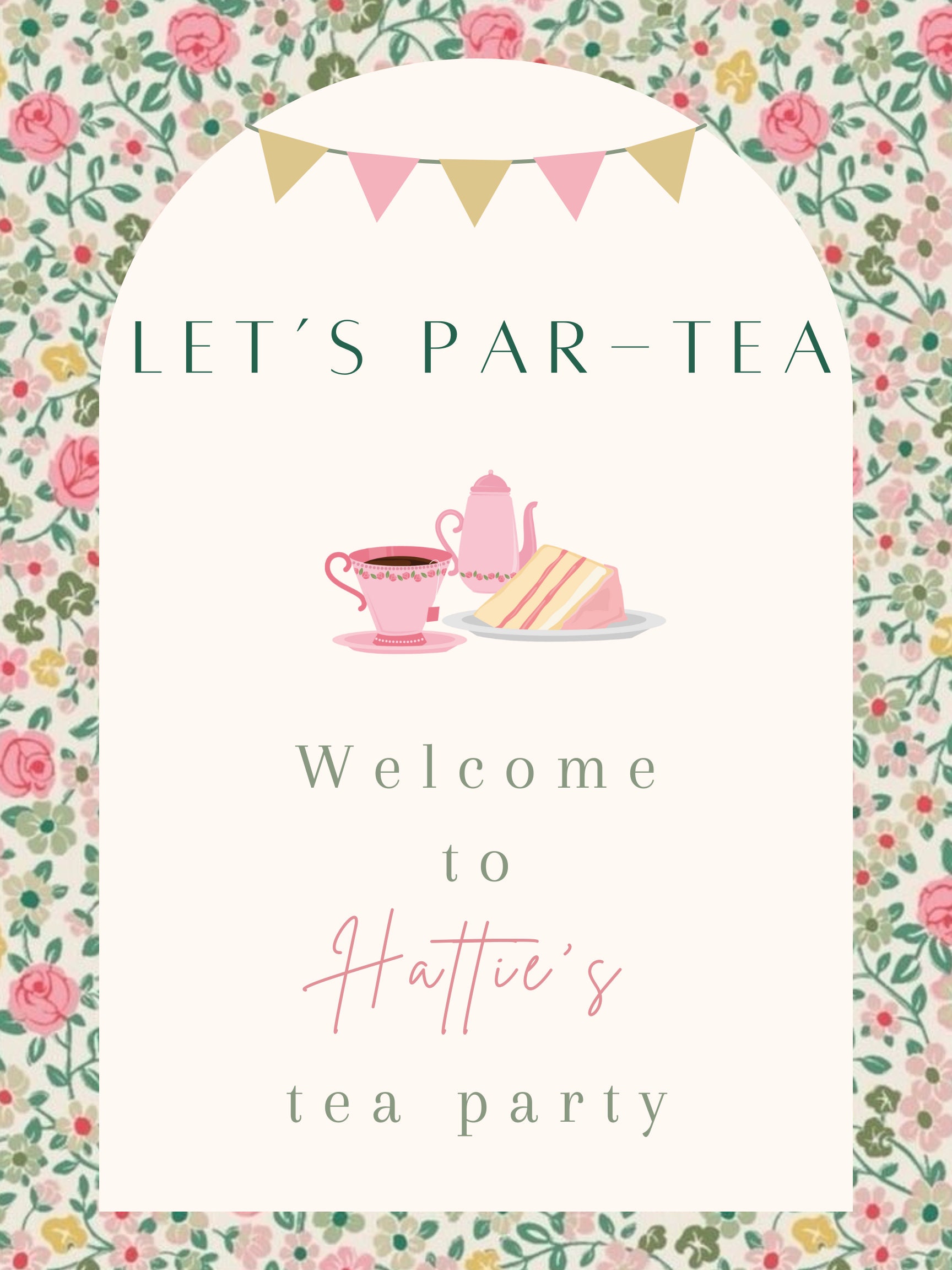 Let’s Par-tea Tea Party Girl Birthday Party Welcome Poster - Tea Party ...