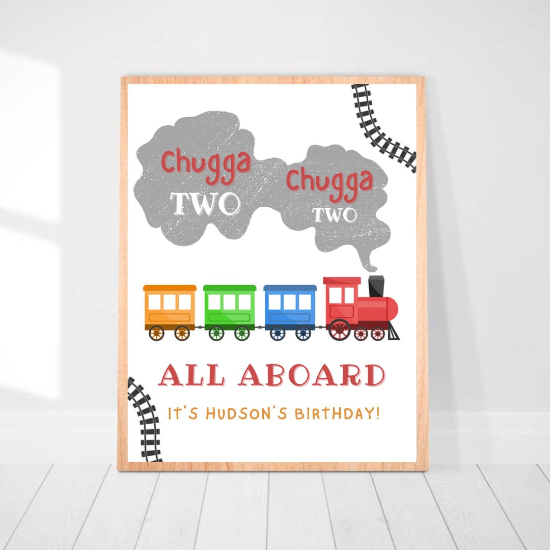 Chugga Chugga Two Two Poster Train Birthday Decor Two Year Old Boy ...