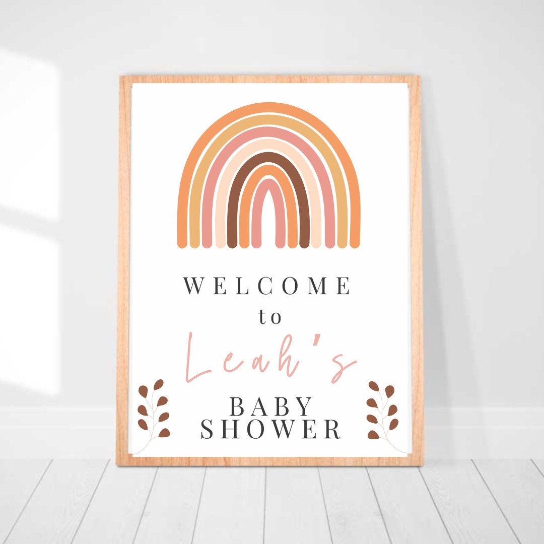 Boho Rainbow Baby Shower Welcome Sign - Gender Neutral Baby Shower ...