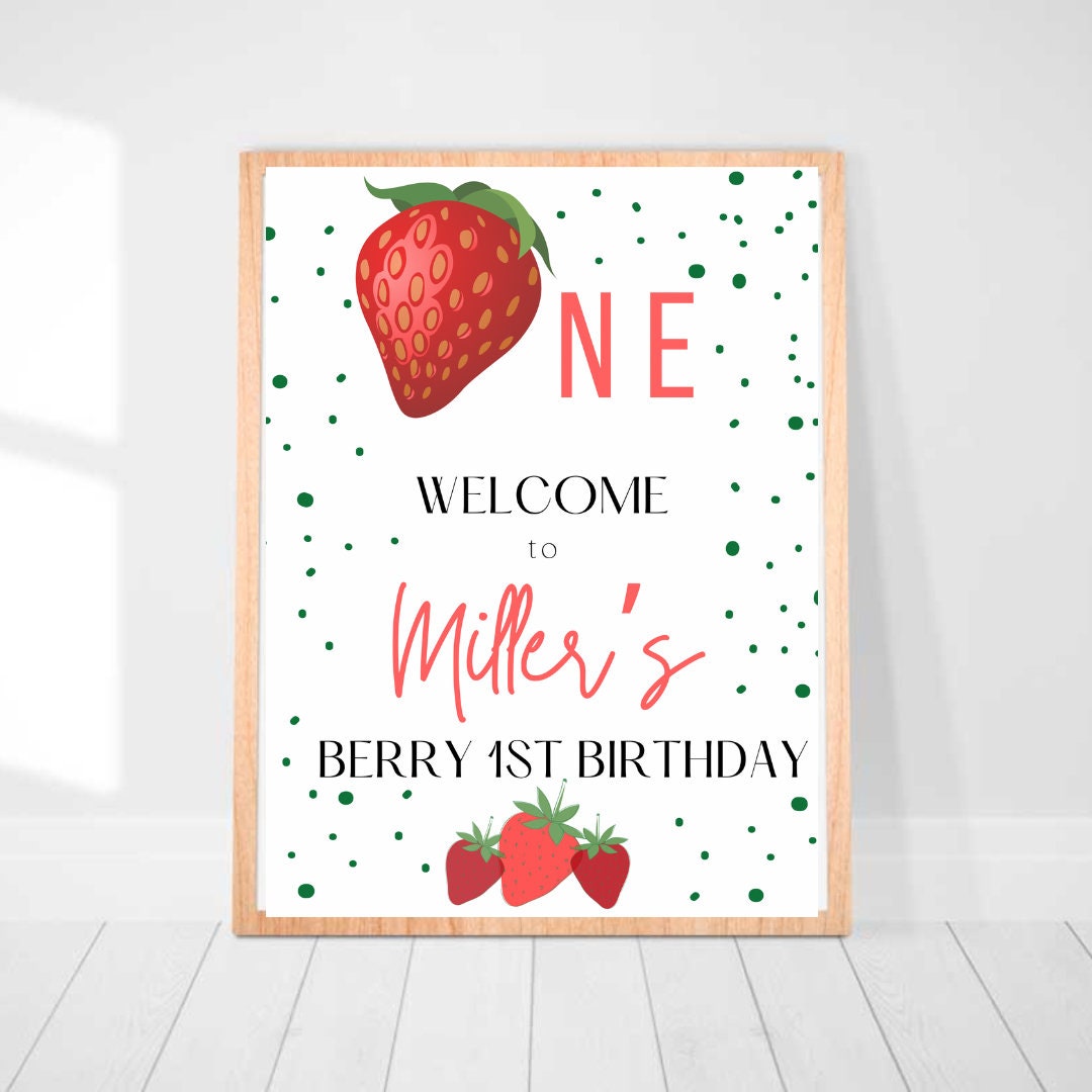Berry First Birthday Welcome Poster - Banner - Sign - Digital Download ...