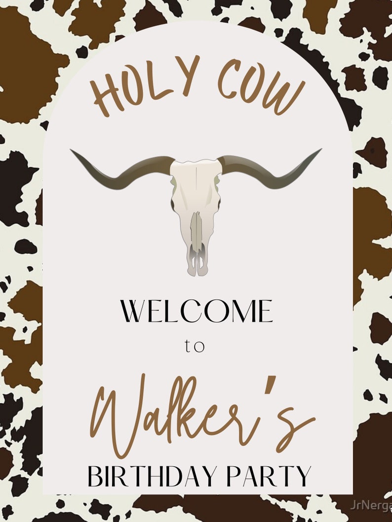 Holy Cow Birthday Sign Rodeo Boy Western Highland Cowboy Birthday ...
