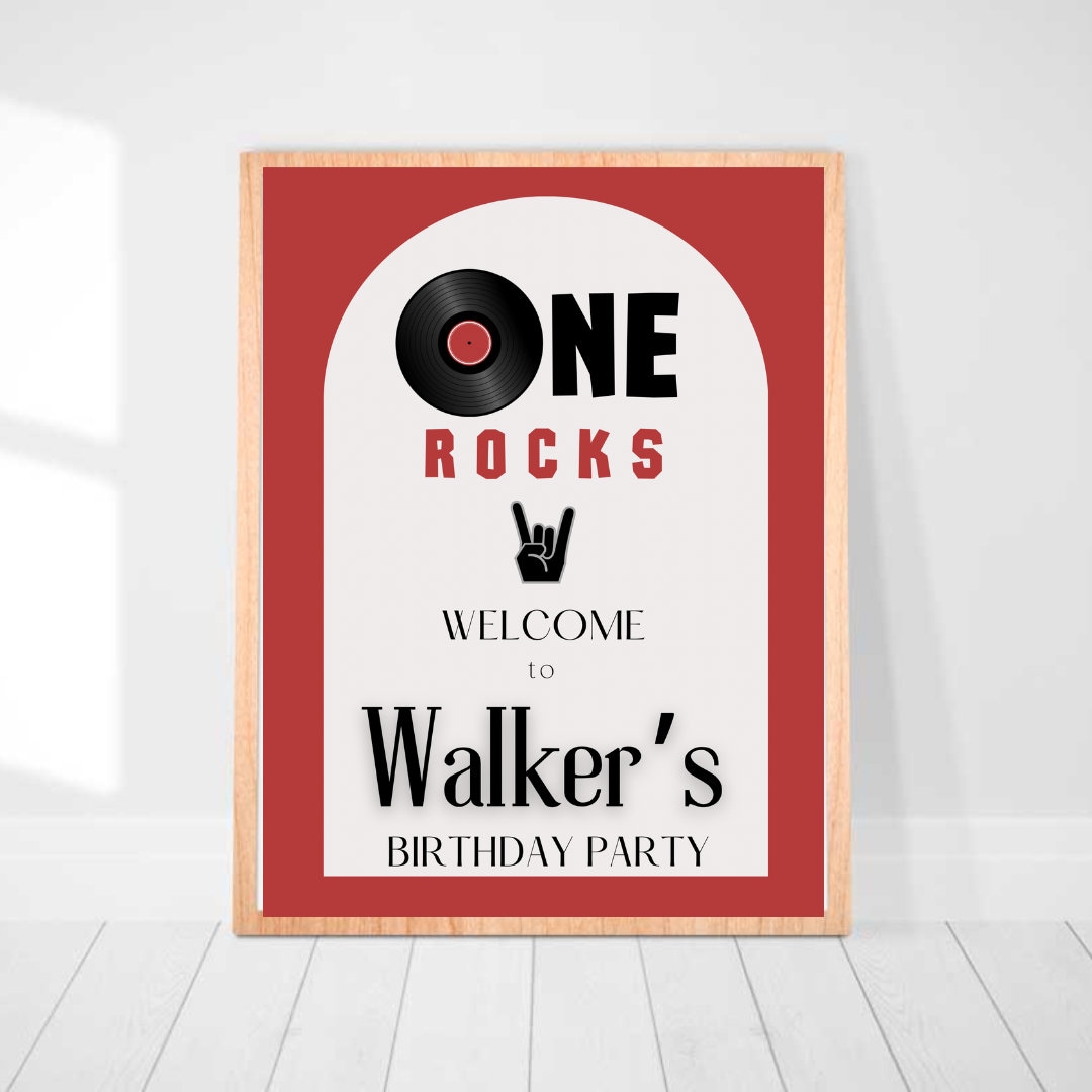 One Rocks Boy First Birthday Party Welcome Sign - Welcome Poster ...