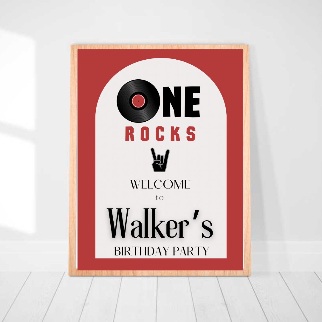 One Rocks Boy First Birthday Party Welcome Sign - Welcome Poster ...