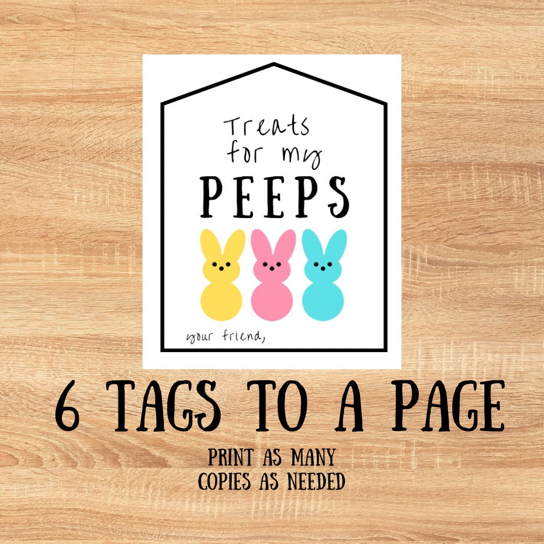 Treats for My Peeps Easter Gift Bag Tags Easter Tags Easter Treat Bag ...