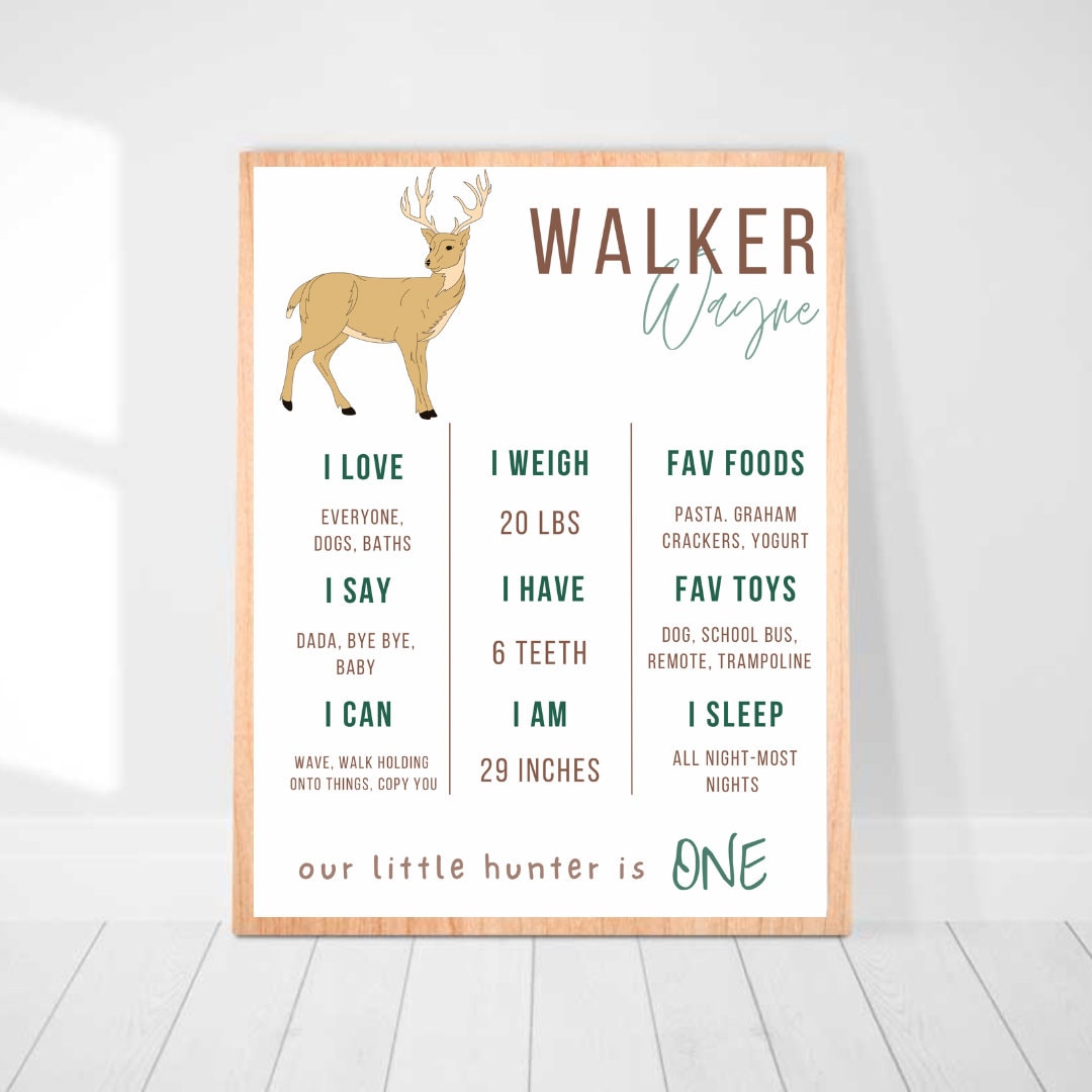 Our Little Hunter is One Boy First Birthday Hunting Birthday Theme Deer ...