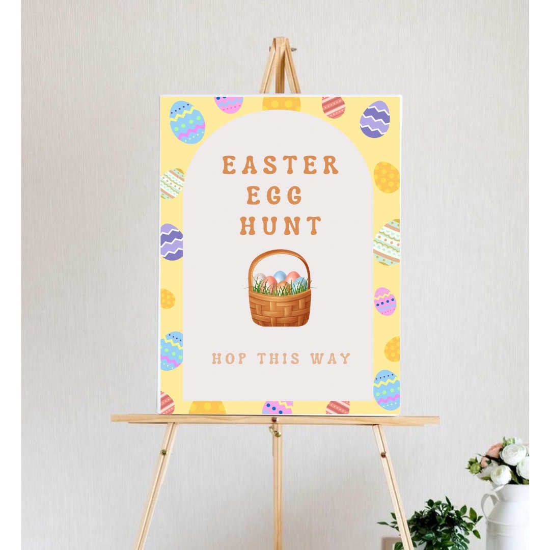 Easter Egg Hunt Hop This Way Easter Egg Hunt Sign Easter Decor Egg Hunt ...