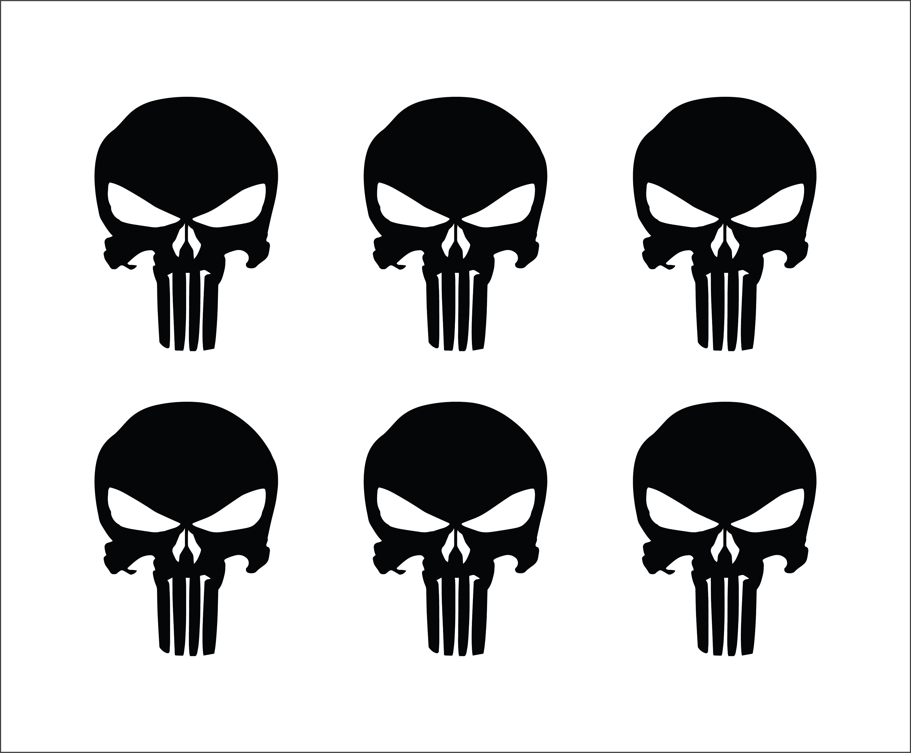 Punisher Skull Decals: Set of 6 Vinyl Stickers - Etsy