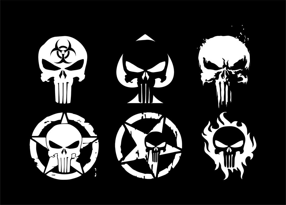 Punisher Skull Sticker Pack 6 Punisher Skull Stickers Punisher Vinyl ...