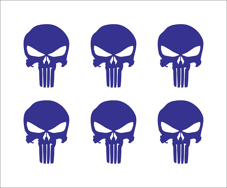 Punisher Skull Decals: Set of 6 Vinyl Stickers - Etsy