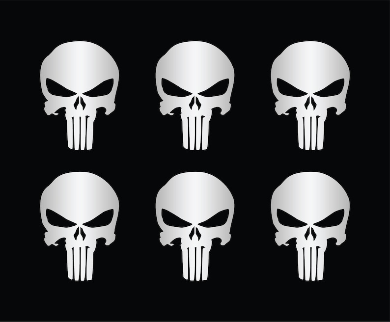 Punisher Skull Decals: Set of 6 Vinyl Stickers - Etsy