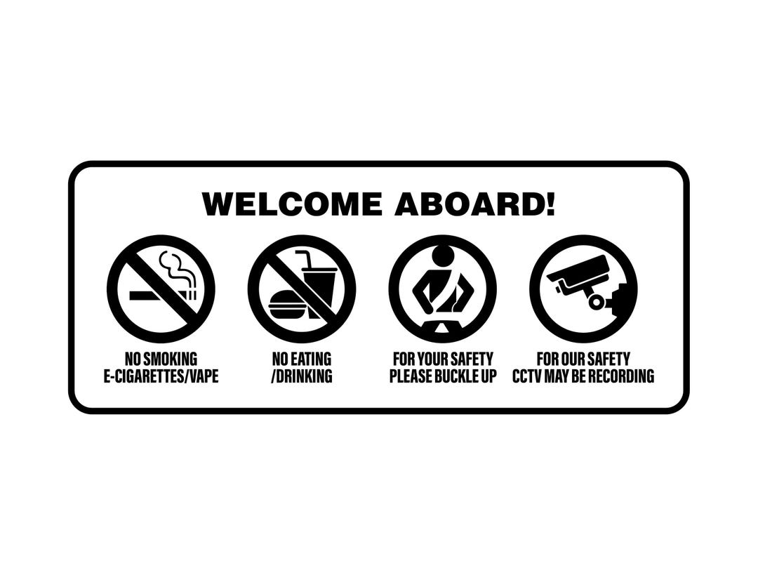 Ride Share Car Rules Decal: Uber, Lyft - No Smoking, Eating, Drinking ...