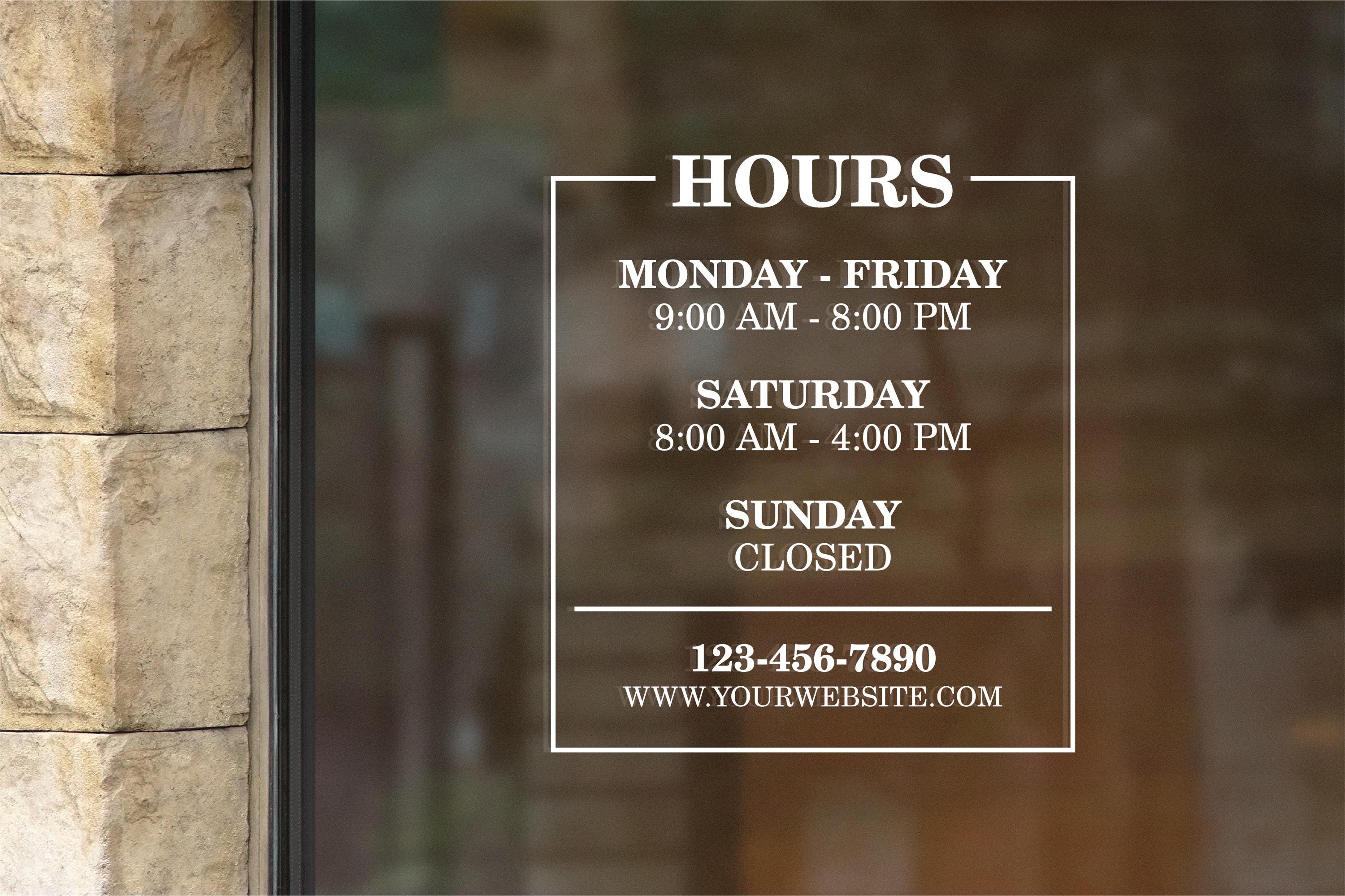 Custom Store Hours Vinyl Decal: Business Window Sign - Etsy