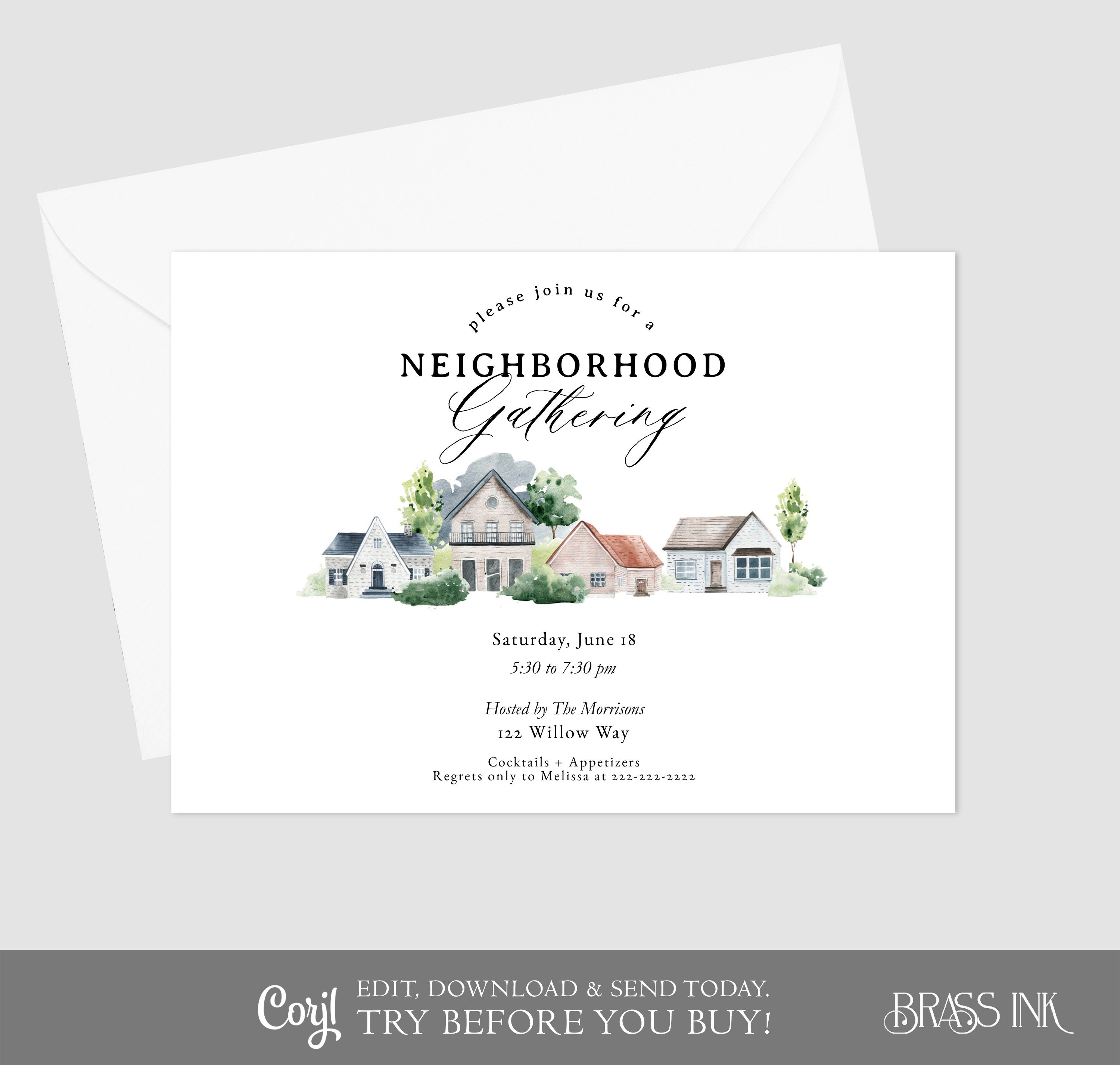 Neighborhood Get Together Gathering Block Party Invitation Digital ...
