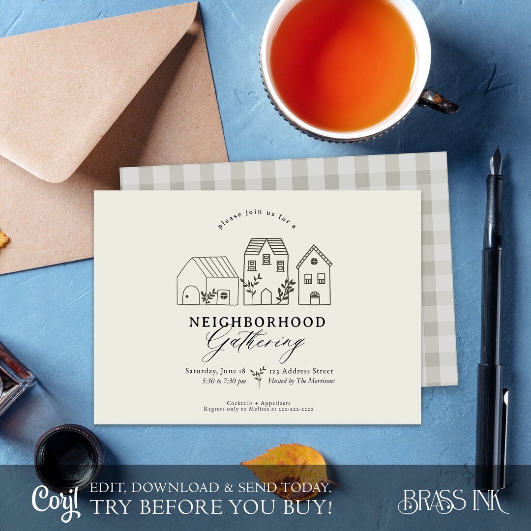 Neighborhood Gathering Block Party Invitation Digital Template Corjl ...