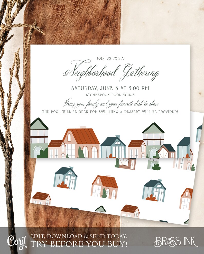 Block Party Neighborhood Gathering Invitation Digital Template Corjl ...