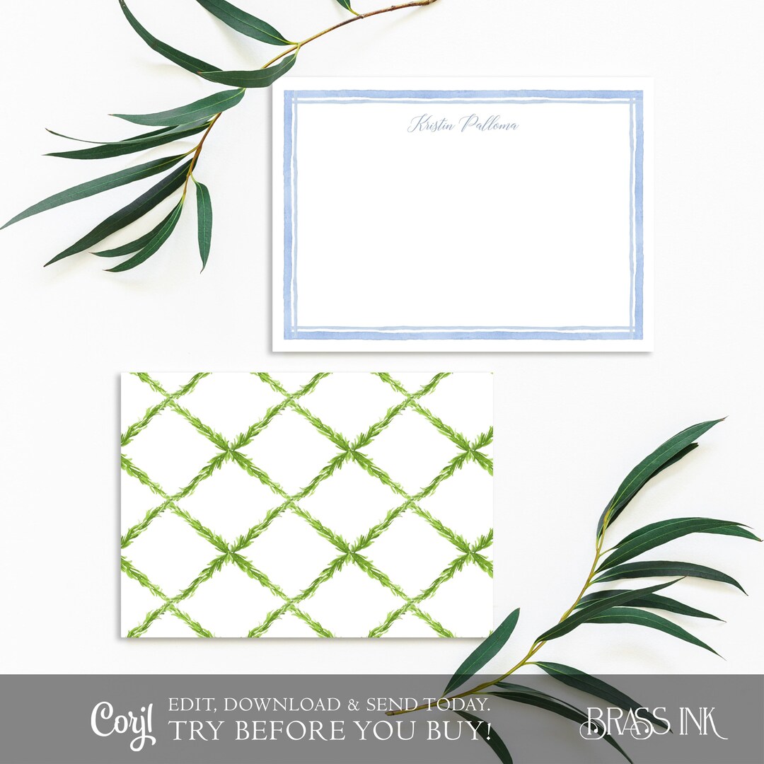 Hand Painted Note Stationery Note Card Digital Template Corjl Printable ...