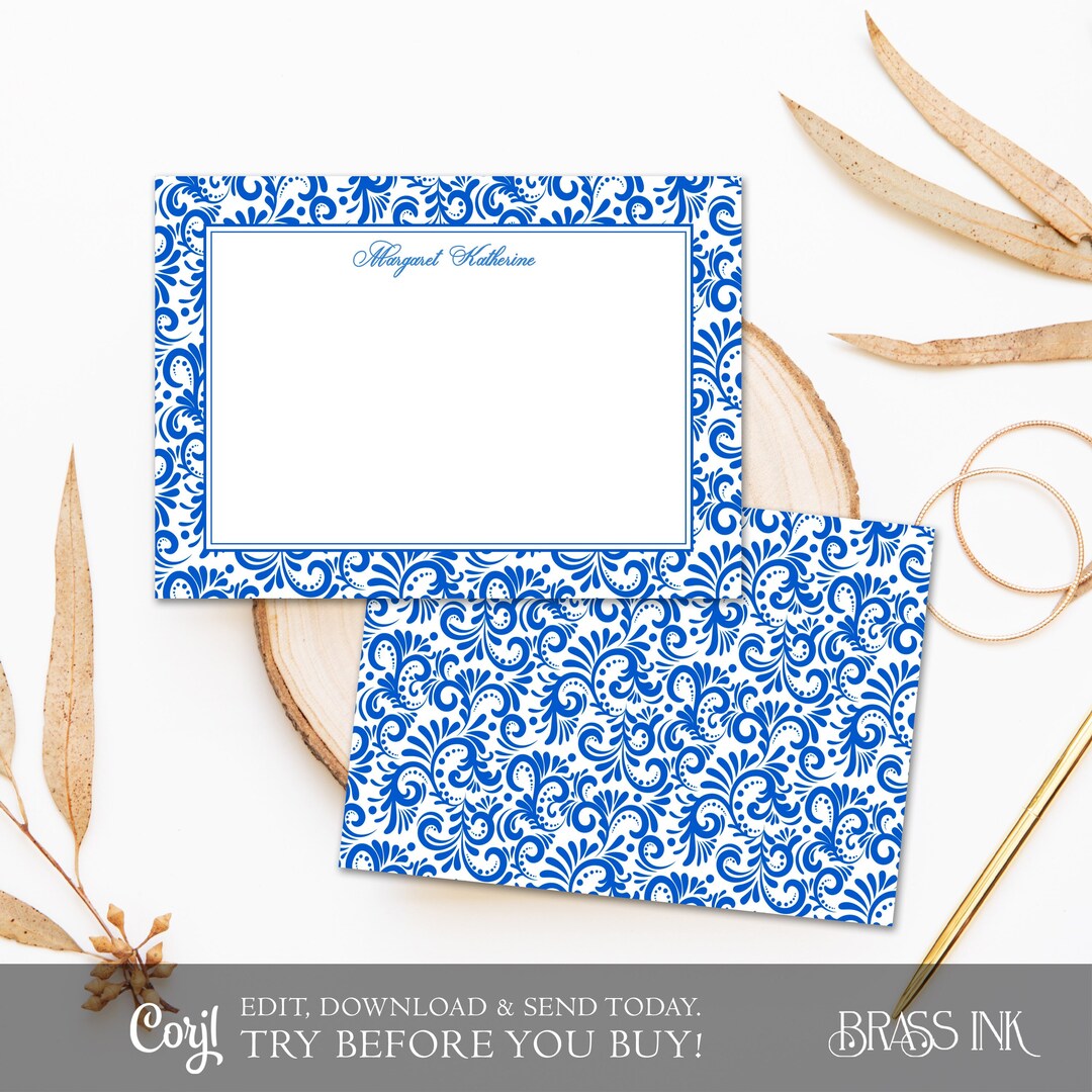 French Country Stationery Note Card Digital Template Corjl Printable - Etsy