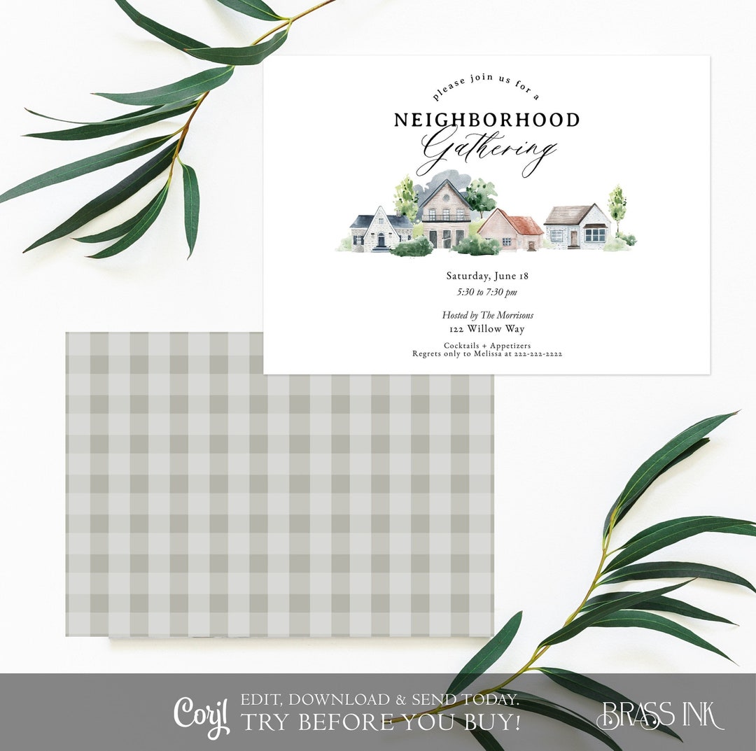 Neighborhood Get Together Gathering Block Party Invitation Digital ...
