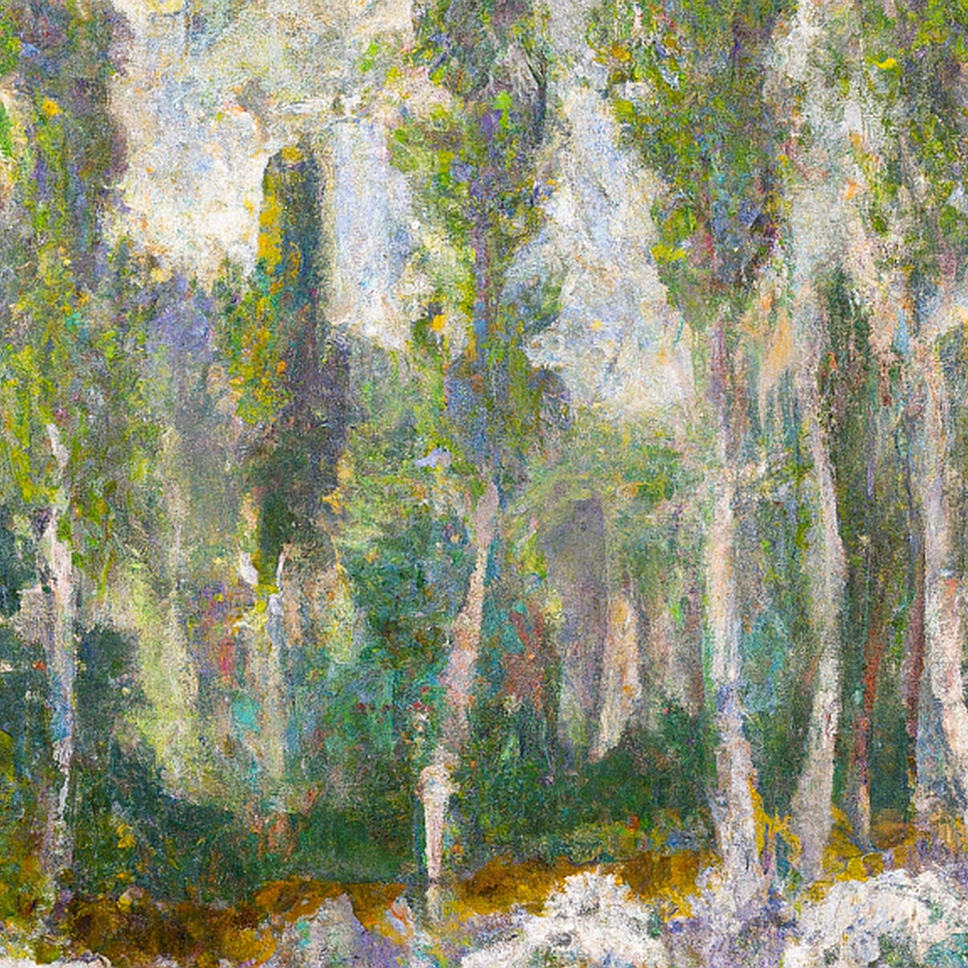 Printable Forest Oil Painting, Tree Art, Digital Download, Forest PNG ...