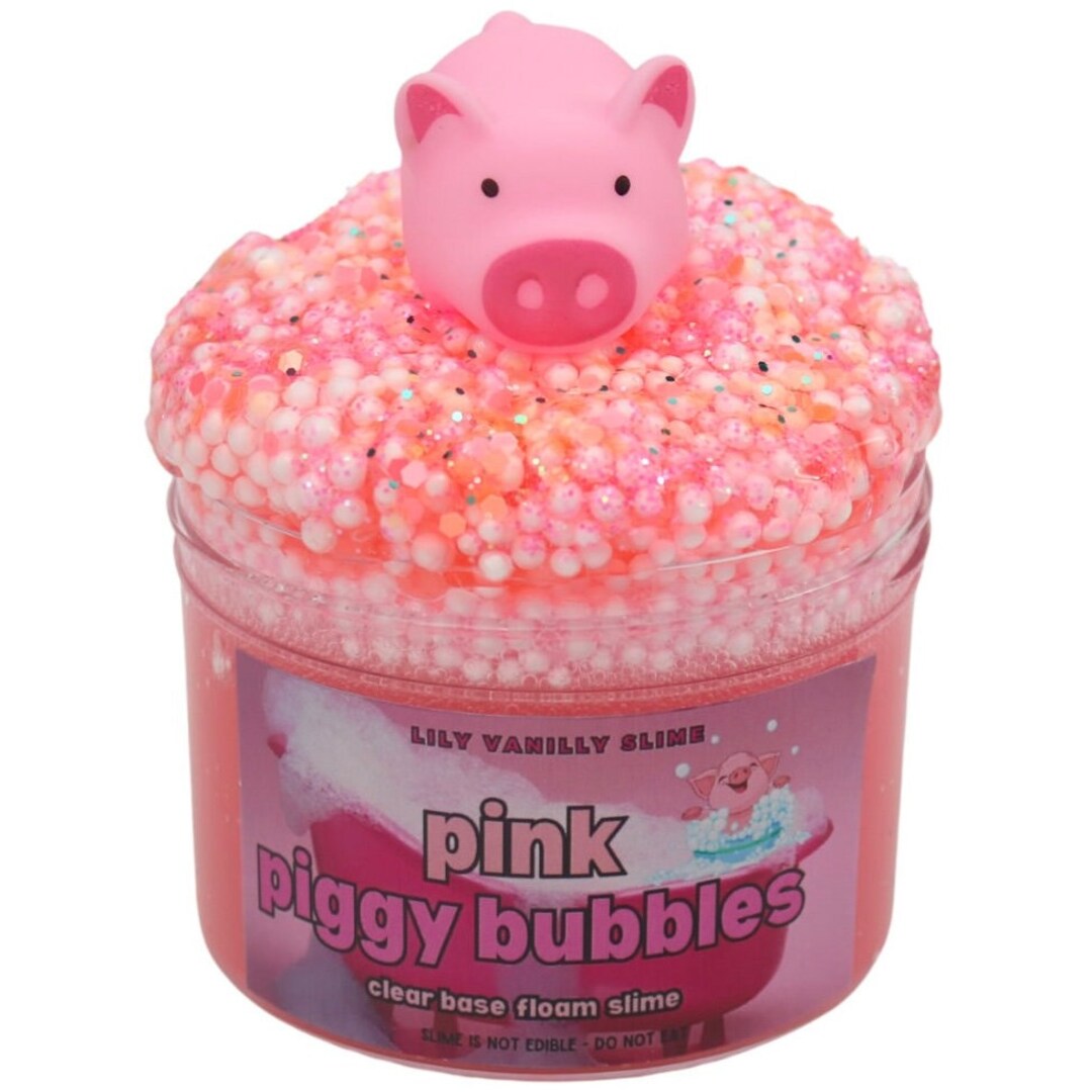 Pink Piggy Bubbles, Clear Base Floam Slime, Pink Slime, Slime Shop ...