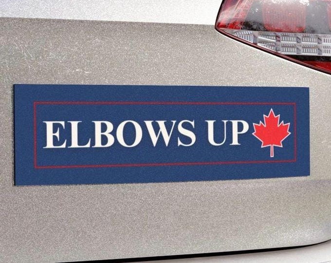 We Are Canadian Elbows Up! Angry Beaver Flying Goose Bumper Sticker ...