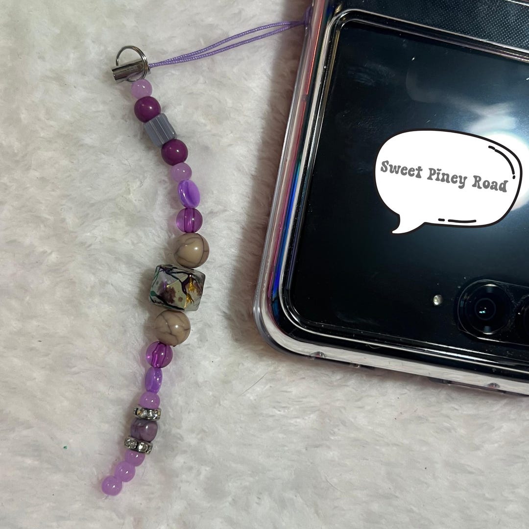 Purple Amethyst Inspired Beaded Phone Charm, Cellphone Accessory, Cute ...