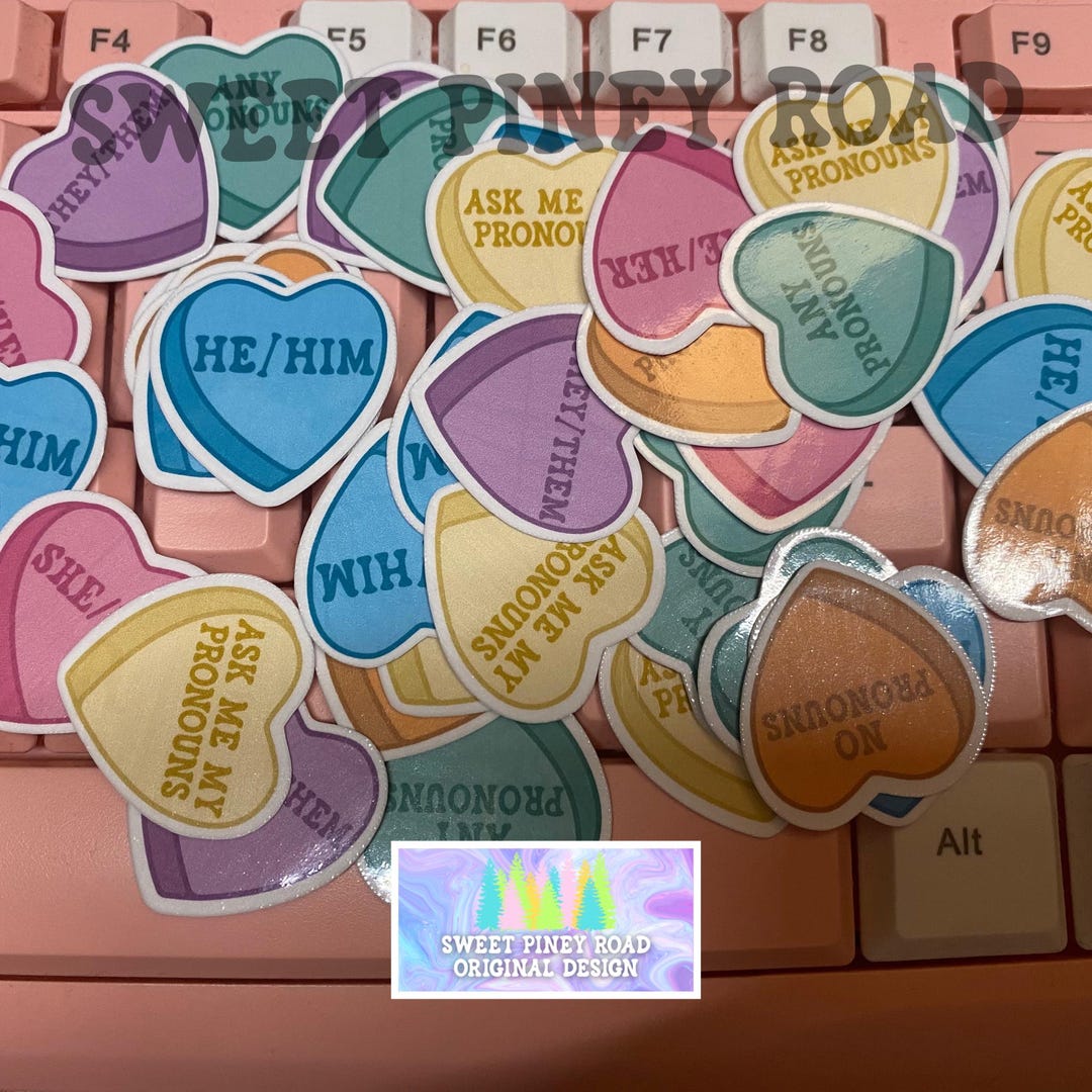 LGBTQIA+ Pride Candy Heart Sticker Pack Glossy! 50 or 100pc, She/her ...