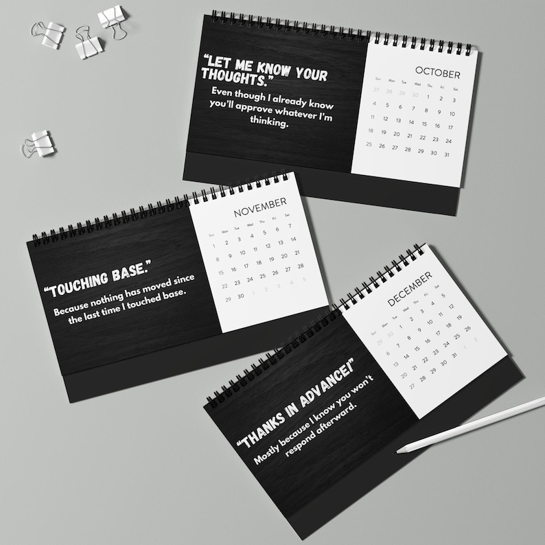 2026 Funny Corporate Desk Calendar, Passive Aggressive Office Quotes ...