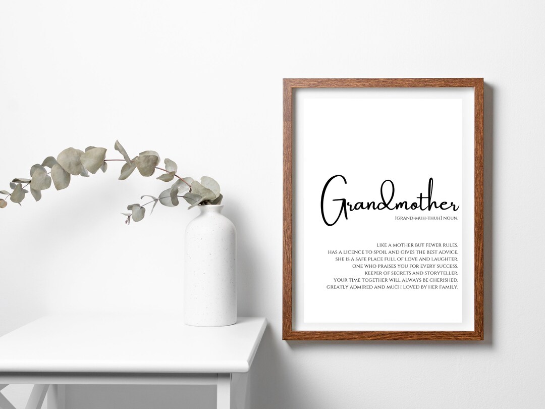 Grandmother Definition Quote Digital Print, Grandmother Wall Art, Home ...