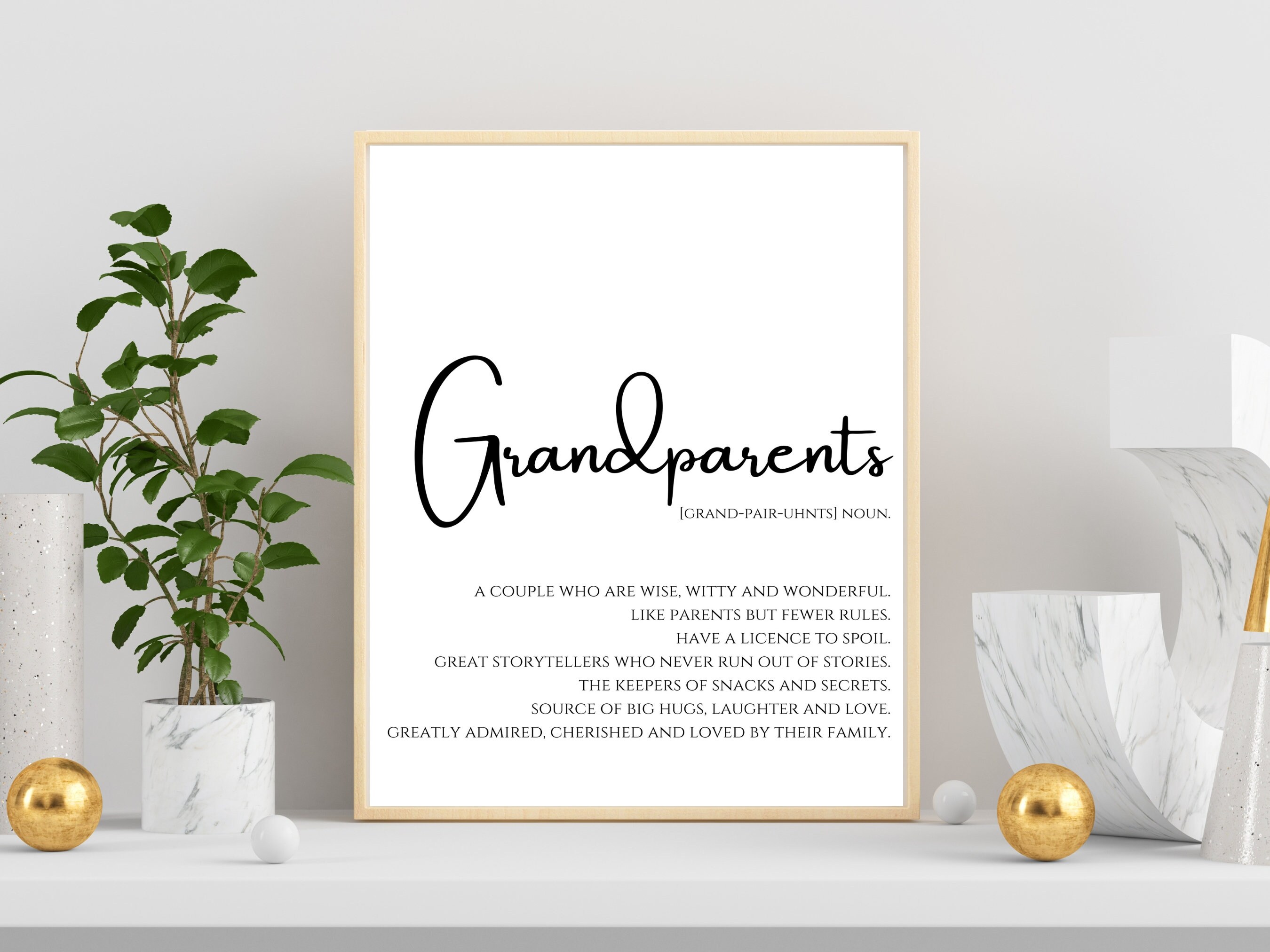 Grandparents Definition Quote Digital Print Grandparents Wall - Etsy