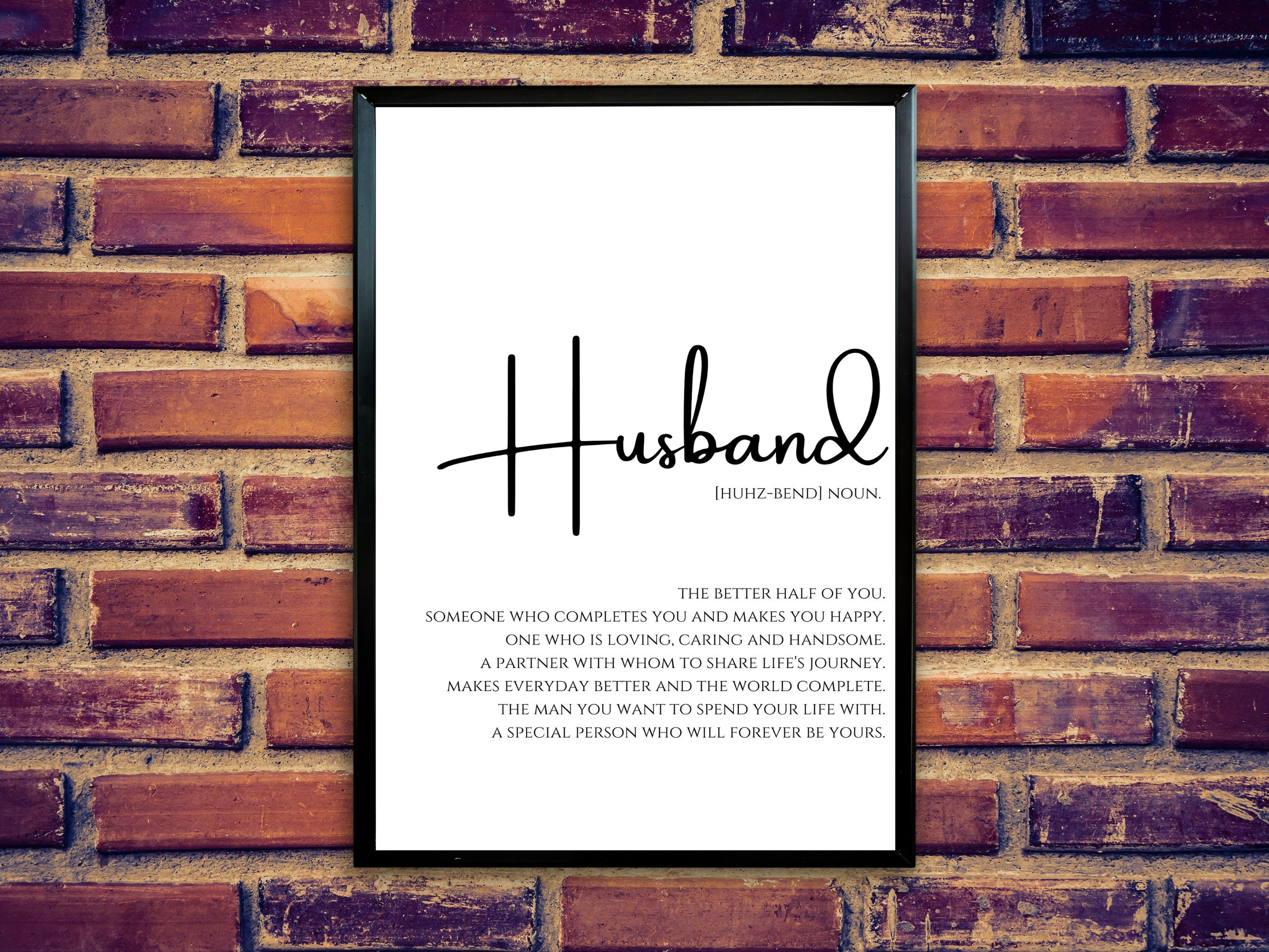 Husband Definition Quote Digital Print, Husband Wall Art, Home Decor ...