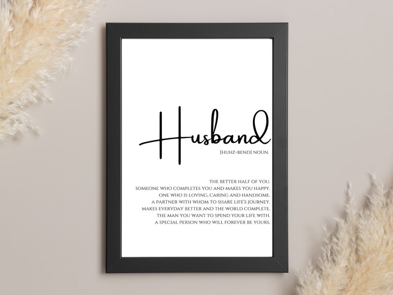 Husband Definition Quote Digital Print, Husband Wall Art, Home Decor ...