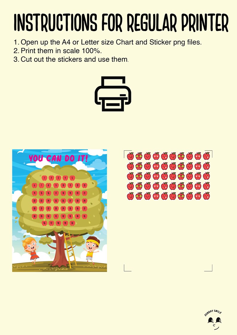Printable Apple Reward Chart, Sticker Set, Stickers Printable, Reward ...