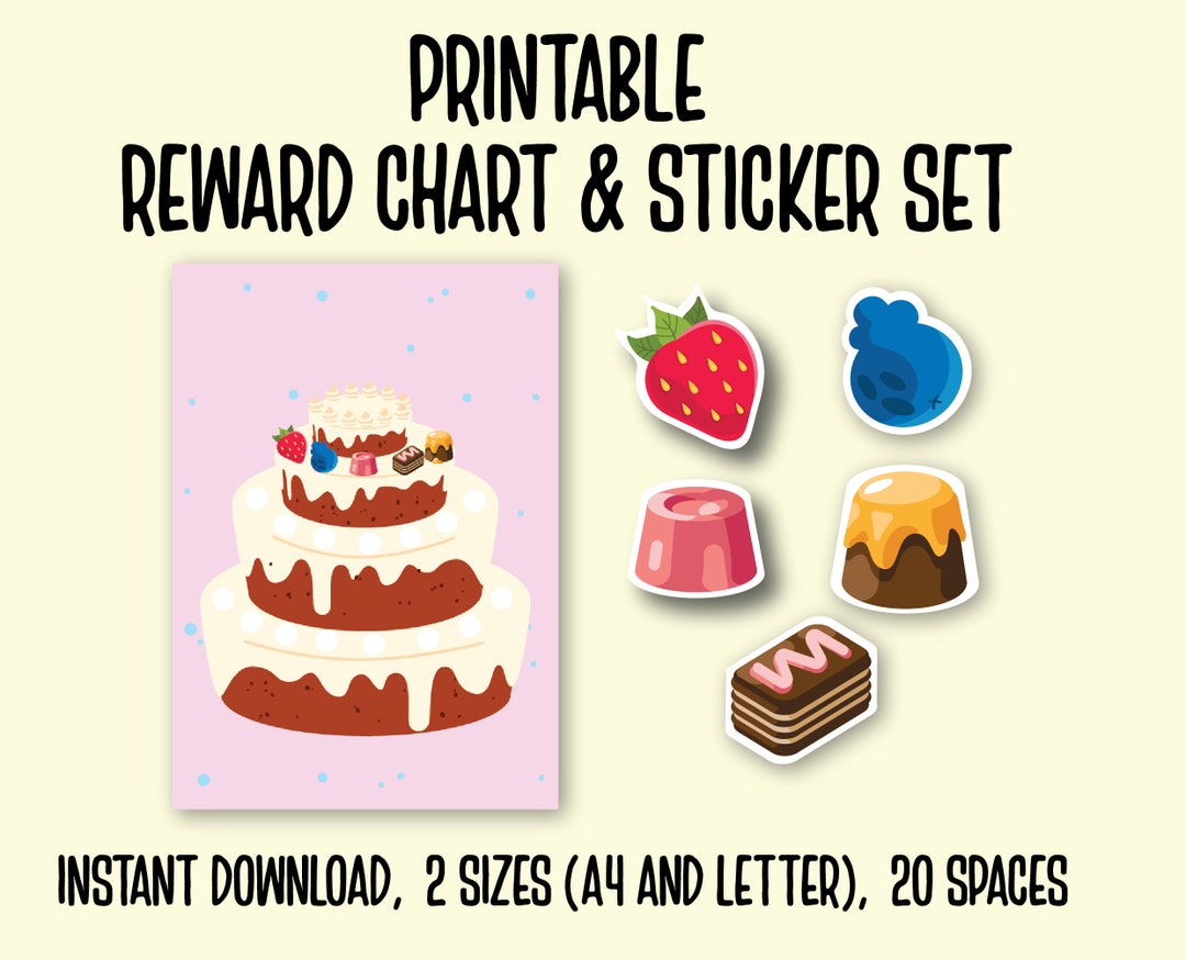 Reward Chart and Sticker Set Printable Reward Sheet Reward - Etsy
